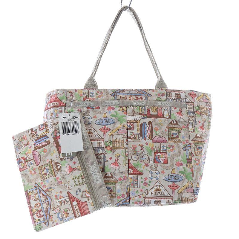 LeSportsac（レスポートサック） ポーチ付き 総柄 トートバッグ ハンドバッグ べージュ /SR12 レディース : ブランド古着販売 ...