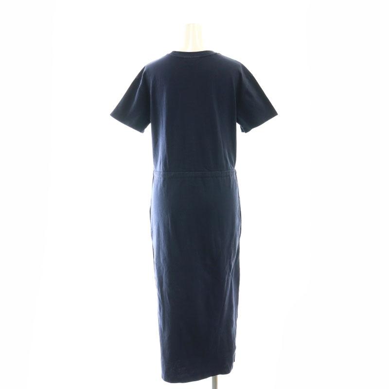 LACOSTE ラコステ コットンジャージクルーネックドレス Tシャツワンピース 半袖 ひざ下丈 XS 紺 ネイビー EF1301 /KO ...