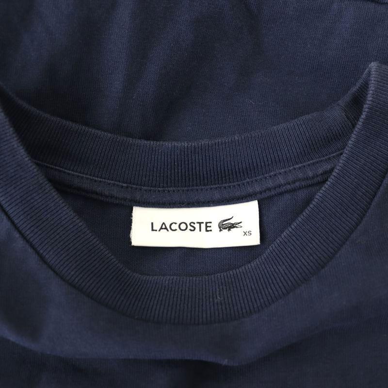 LACOSTE ラコステ コットンジャージクルーネックドレス Tシャツワンピース 半袖 ひざ下丈 XS 紺 ネイビー EF1301 /KO ...