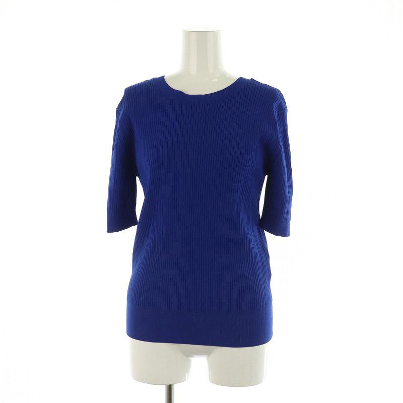 プラステ PLST 24SS UVカットレーヨンブレンド2WAYセーター カットソー ニット 五分袖 リブ XL ブルー /MY OS レディース : ブランド古着販売のベクトル - 通販 ...