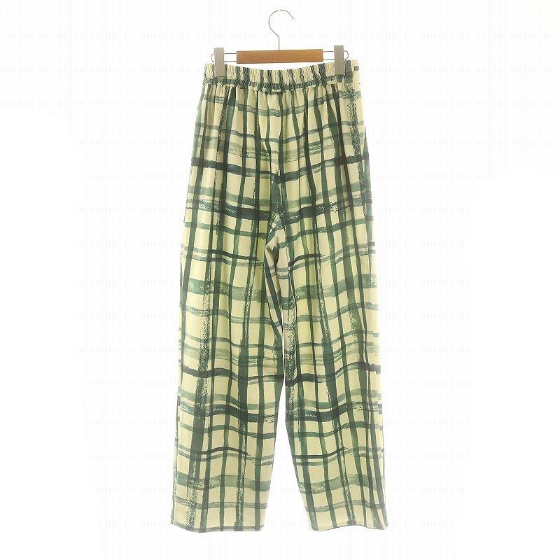 アメリヴィンテージ HAND CHECK LOOSE PANTS ワイドパンツ ルーズパンツ タック チェック柄 ドロスト M 緑 アイボリー レディース : 170-402412130122 ...