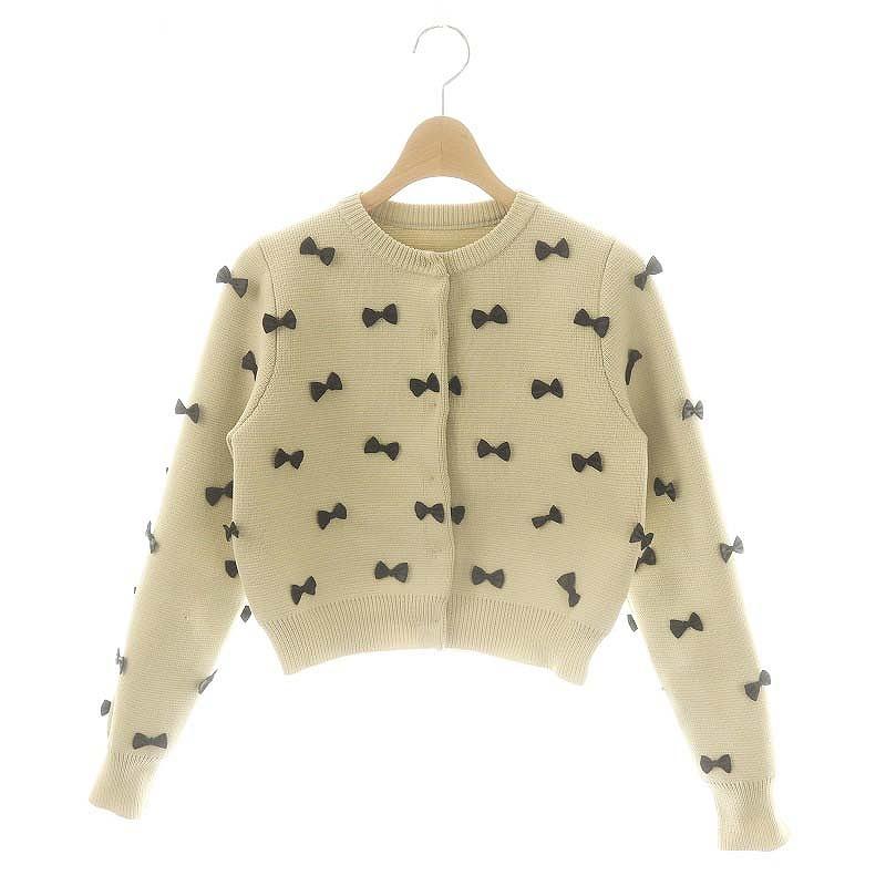アメリヴィンテージ Ameri VINTAGE 23AW MANYRIBBON SHORT KNIT TOP ニットトップス カーディガン リボン S ベージュ /HK OS レディース ...