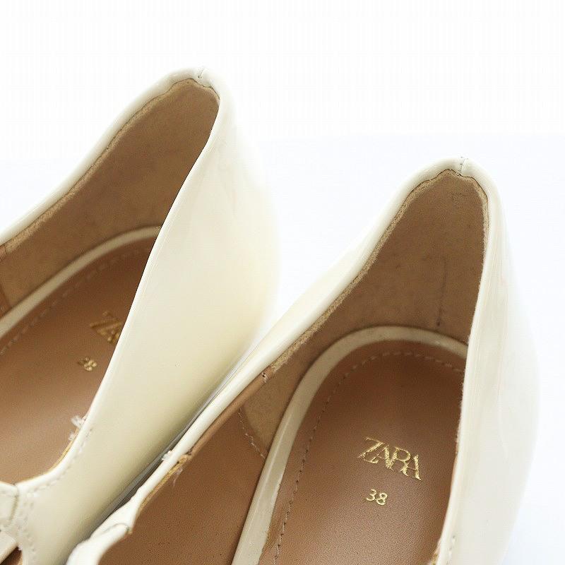 ZARA 未使用品 ザラ パンプス パテント エナメル EU38 24.5cm 白 ホワイト 1217/310/002 /RI OS レディース : ブランド古着販売のベクトル - 通販 ...