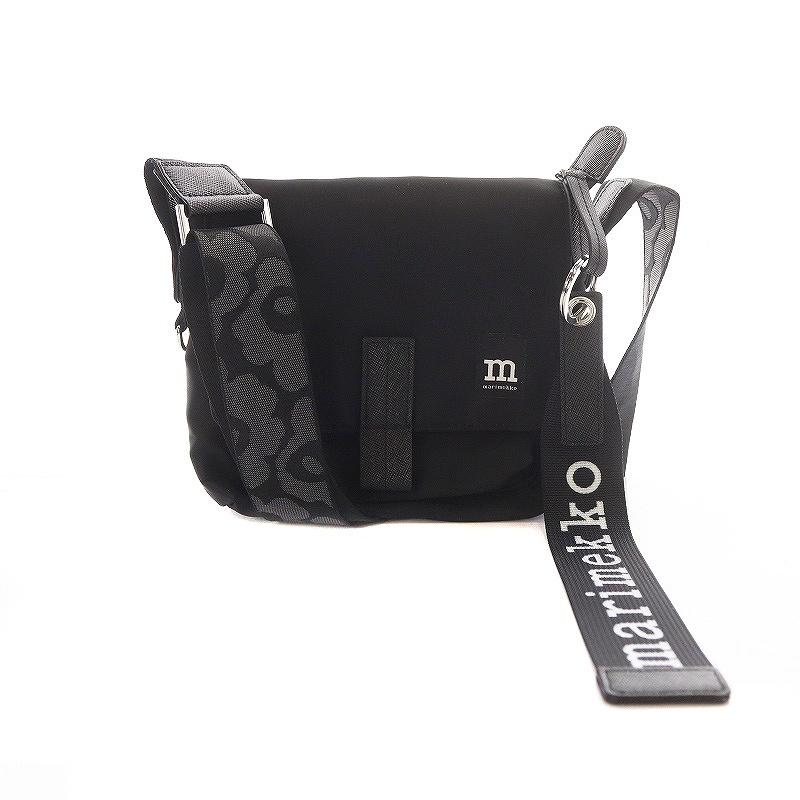 マリメッコ marimekko MINI MESSENGER SOLID メッセンジャーバッグ ショルダーバッグ ナイロン 黒 ブラック ...