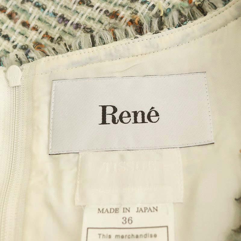 Rene（ルネ） Rene TISSUE ツイードノースリーブワンピース ひざ丈 36