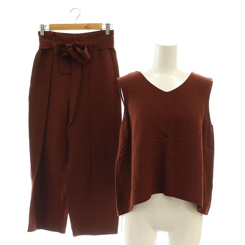 ボールジー BALLSEY トゥモローランド セットアップ リネンレーヨン Vネックプルオーバー ブラウス ワイドクロップドパンツ 36 ブラウン /D : ブランド古着販売のベクトル ...