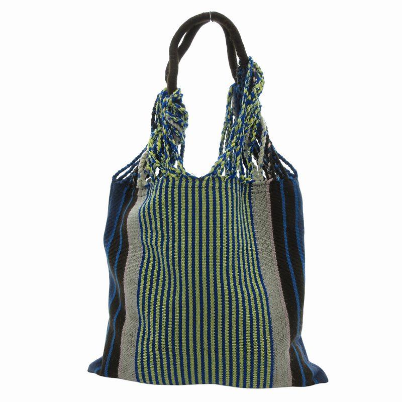 MARNI（マルニ） ハンモックバッグ トート フラワーカフェ フリンジ ストライプ 青 ブルー /JS レディース : ブランド古着販売の ...