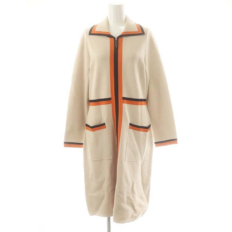 ラピーヌ ブランシュ LAPINE BLANCHE ミラノリブジップアップバイカラーニットワンピース 38 ベージュ オレンジ 黒 OS レディース : ブランド古着販売のベクトル - 通販 ...