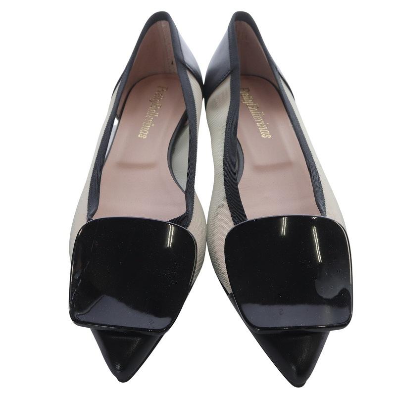 プリティバレリーナ Pretty Ballerinas プレートデザインフラットシューズ パンプス 切替 36.5 ベージュ 黒 ブラック /SR9 SH レディース : ブランド古着販売の ...