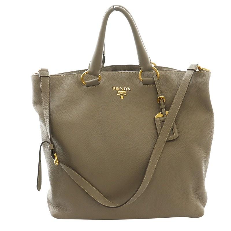 PRADA プラダ 2wayトートバッグ ヴィッテロダイノレザー グレージュ 1BG865 /AQ OS OH レディース : ブランド古着販売のベクトル - 通販 - Yahoo!ショッピング
