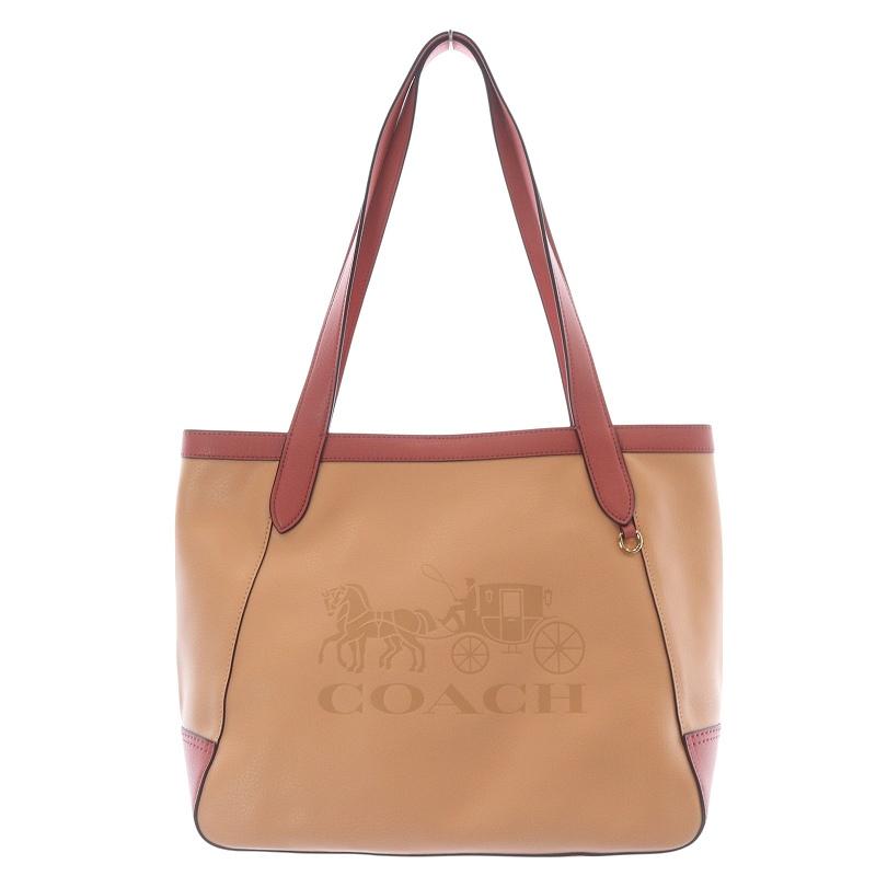 COACH（コーチ） 未使用品 COACH IMSMX ホース アンド キャリッジ トートバッグ ハンドバッグ サーモンピンク C5676 ...