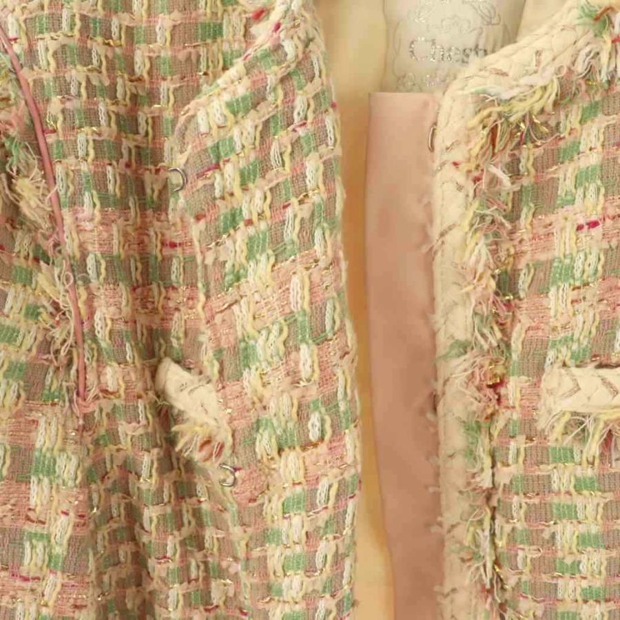 チェスティ Chesty 23SS 2WAY ツイードジャケット ラメ ノーカラー 1 ピンク 緑 グリーン /AT OS レディース : ブランド古着販売のベクトル - 通販 - Yahoo ...