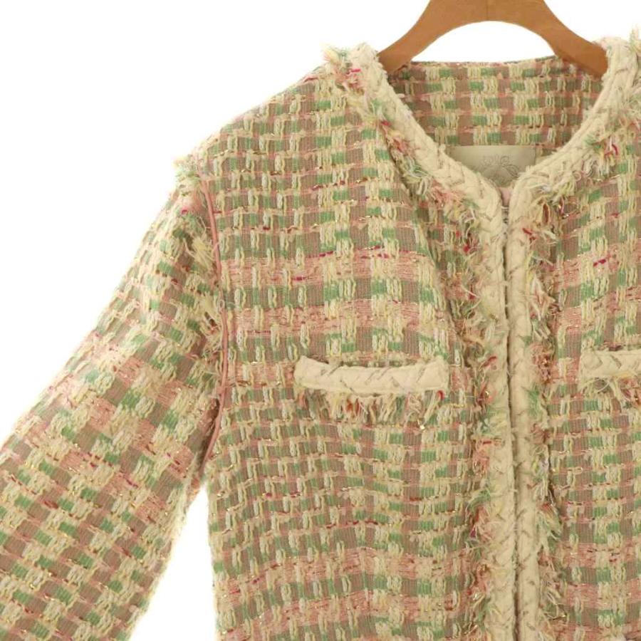 チェスティ Chesty 23SS 2WAY ツイードジャケット ラメ ノーカラー 1 ピンク 緑 グリーン /AT OS レディース : ブランド古着販売のベクトル - 通販 - Yahoo ...