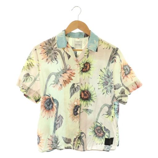 Paul Smith ポールスミス PAUL SMITH ヒマワリ柄 シャツ 半袖 リネン 40 アイボリー マルチカラー /ES OS ...