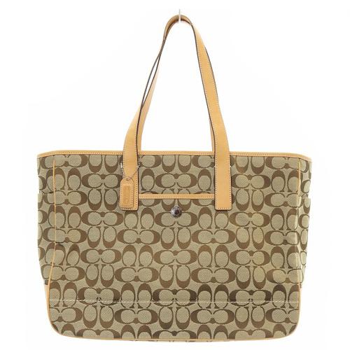 COACH コーチ シグネチャー トートバッグ ハンドバッグ 茶色 ブラウン 7068 /SR37 レディース : ブランド古着販売のベクトル - 通販 - Yahoo!ショッピング