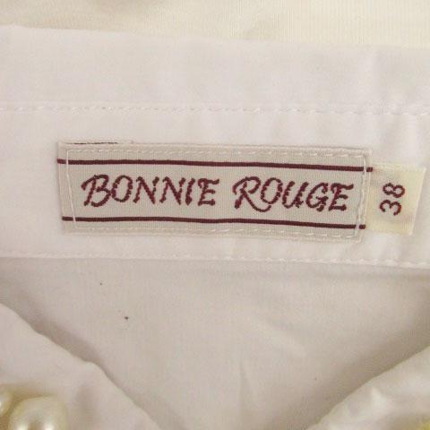 ボニールージュ BONNIE ROUGE カットソー シャツ 切替 長袖 フェイクパール 38 オフホワイト /HO17 レディース ...