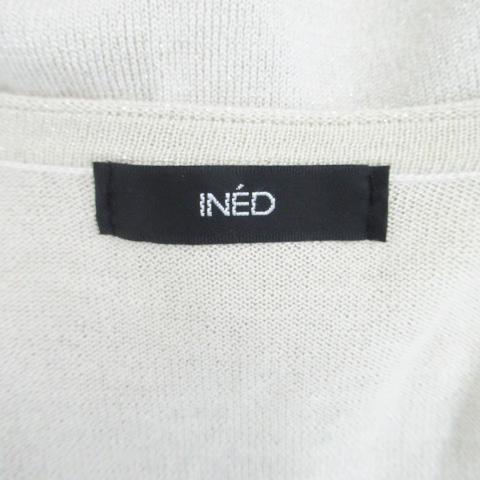 INED イネド ニットカーディガン Vネック 長袖 ラメ フェイクパール 9 ライトグレー /HO60 レディース : ブランド古着販売のベクトル - 通販 - Yahoo!ショッピング