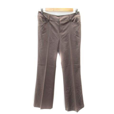 ボナジョルナータ BUONA GIORNATA スラックスパンツ フレアパンツ ロング丈 無地 L モカブラウン /SY23 レディース ...