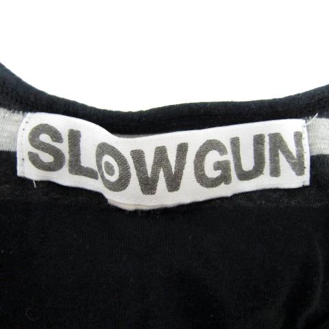 スロウガン SLOWGUN カットソー 半袖 ラウンドネック ボーダー柄 0 黒 ブラック グレー /SY41 レディース : 171 ...