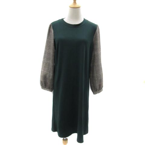 ドレスキップ DRESKIP ワンピース ひざ丈 長袖 ラウンドネック 無地 グレンチェック柄 M マルチカラー 緑 グリーン /YS6 レディース : ブランド古着販売のベクトル - 通販 ...