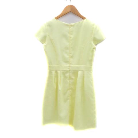 ミッシュマッシュ MISCH MASCH ワンピース ひざ丈 半袖 Vネック パールビーズ ビーズ 36 S 黄色 イエロー /YK37 ...