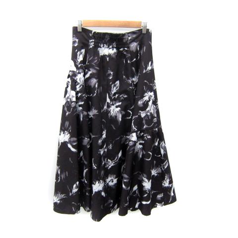 プロポーション ボディドレッシング PROPORTION BODY DRESSING フレアスカート ロング丈 マキシ丈 花柄 M ブラック ...