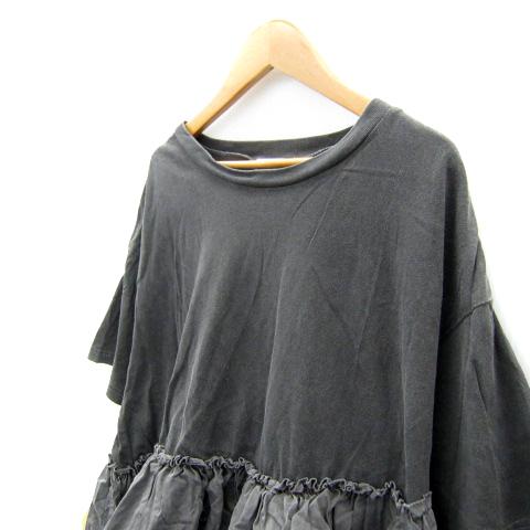 フリークスストア FREAKS STORE カットソー 半袖 無地 切替 フリル オーバーサイズ F チャコールグレー /SY4 レディース : ブランド古着販売のベクトル - 通販 ...