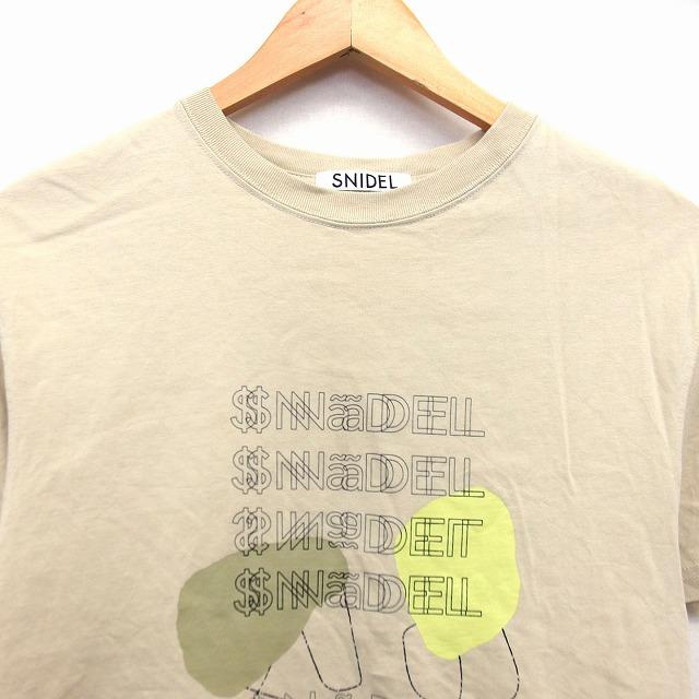 SNIDEL スナイデル snidel Tシャツ カットソー ロゴ プリント 切替リブ 半袖 丸首 コットン 綿 F ベージュ /HT9 レディース : ブランド古着販売のベクトル - 通販 ...