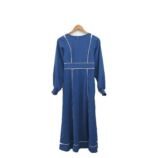 ヴァニーユー VANNIE U ワンピース ロング 長袖 シンプル F ブルー 青 /KT28 レディース : ブランド古着販売のベクトル ...
