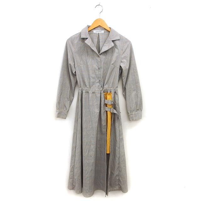 スパイラルガール SPIRALGIRL ワンピース フレア ロング オープンカラー グレンチェック ベルト ゆったり 長袖 F グレー /NT33 レディース : ブランド古着販売のベクトル ...