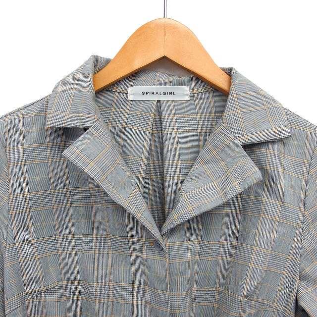 スパイラルガール SPIRALGIRL ワンピース フレア ロング オープンカラー グレンチェック ベルト ゆったり 長袖 F グレー /NT33 レディース : ブランド古着販売のベクトル ...