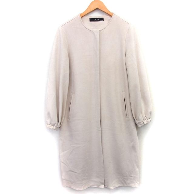 ザラ ベーシック ZARA BASIC ノーカラー コート ロング スエード調 無地 シンプル 袖タック S ベージュ /HT17 レディース : ブランド古着販売のベクトル - 通販 ...