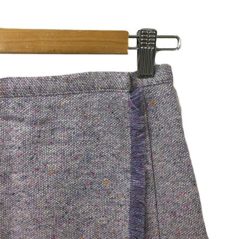 JILL STUART ジルスチュアート スカート フレア プリーツ ミニ ラップ ツイード調 ミックス マルチカラー フリンジ ウール 2 ...