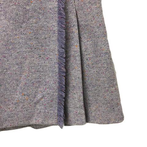 JILL STUART ジルスチュアート スカート フレア プリーツ ミニ ラップ ツイード調 ミックス マルチカラー フリンジ ウール 2 ...