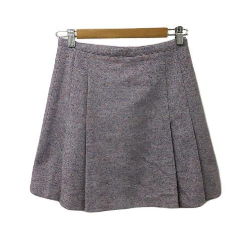 JILL STUART ジルスチュアート スカート フレア プリーツ ミニ ラップ ツイード調 ミックス マルチカラー フリンジ ウール 2 ...