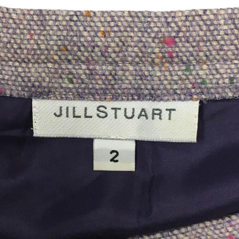 JILL STUART ジルスチュアート スカート フレア プリーツ ミニ ラップ ツイード調 ミックス マルチカラー フリンジ ウール 2 ...