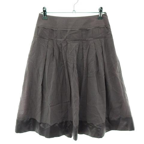 インディヴィ INDIVI バイ V.A.I スカート フレア ひざ丈 サイドファスナー 薄手 無地 38 茶 ブラウン ボトムス /MO レディース : 192-902303240010 ...