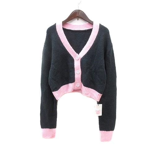 未使用品 グレイル GRL カーディガン ニット ライン F ダークグレー ピンク /MN MO レディース : ブランド古着販売のベクトル ...