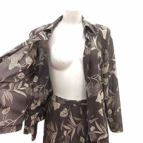 バンベール VINVERT セットアップ 上下 シャツ 肩パッド付き フレアスカート ロング ドット 花柄 9AR 茶 ブラウン /YK レディース : ブランド古着販売のベクトル - 通販 ...