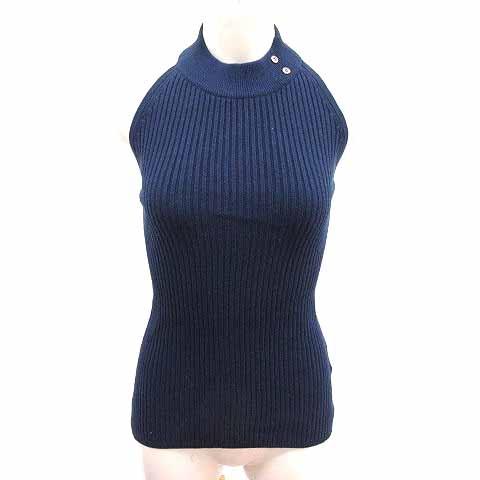 ミシェルマカロン michell Macaron ニット カットソー ハイネック ノースリーブ S 紺 ネイビー /YK レディース : ブランド古着販売のベクトル - 通販 - Yahoo ...