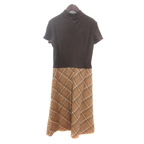 エミリアン Emilyan ワンピース ミモレ ロング ハイネック チェック 半袖 ウール 11AR L 茶 ブラウン /MN レディース : ブランド古着販売のベクトル - 通販 ...