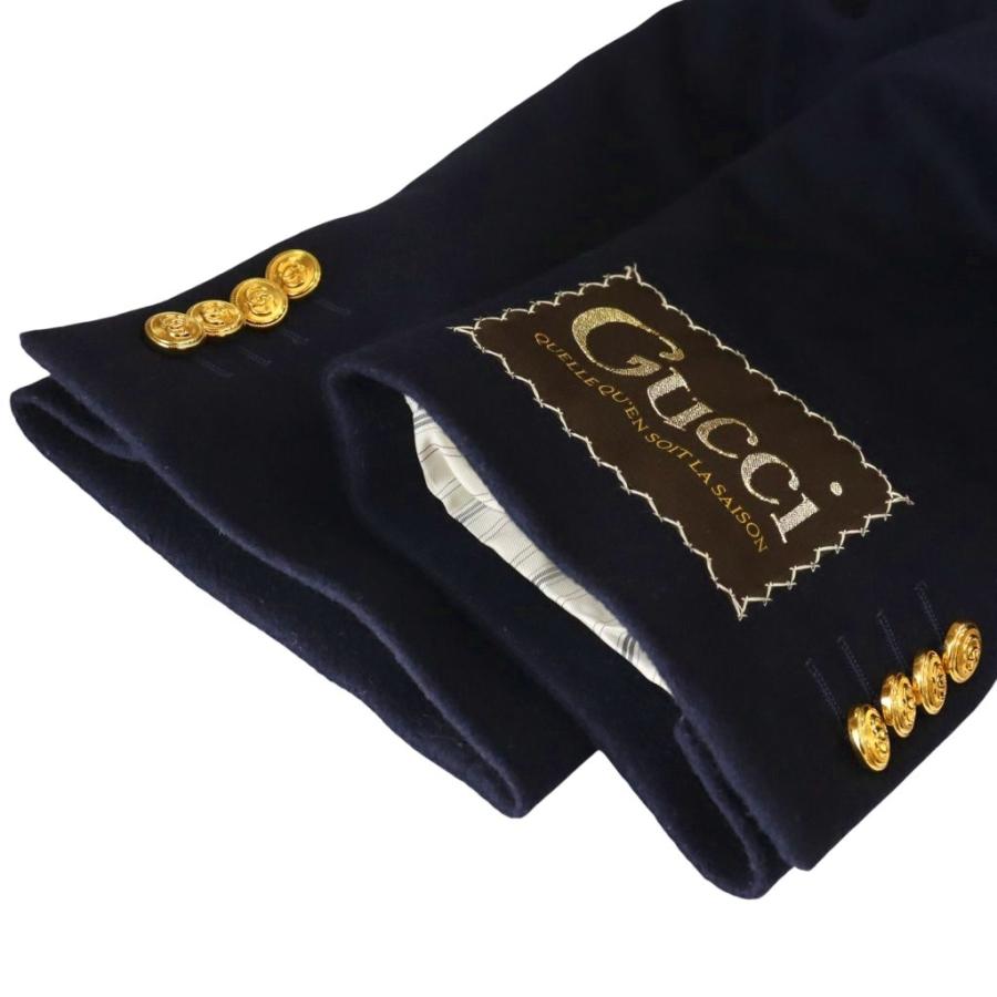 【中古】グッチ GUCCI 20AW カシミヤ チェスターコート ロング 金色ボタン ロゴ 48 L 紺 ネイビー 625863 /AQ GUCCI（グッチ） GUCCI 20AW カシミヤ チェスターコート ロング 金色