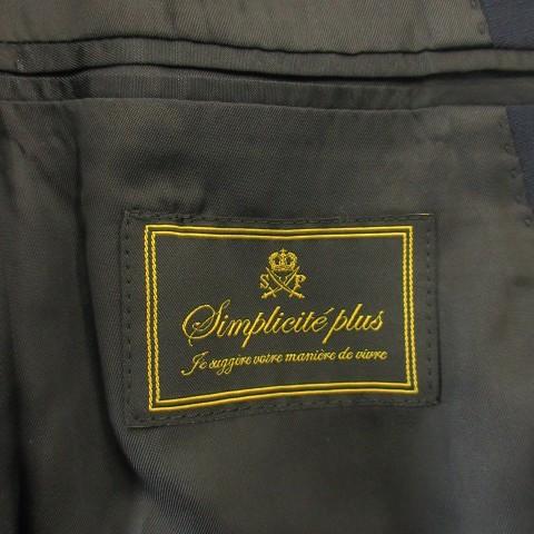 シンプリシテェ Simplicite plus テーラードジャケット 42 紺 ネイビー ストライプ柄 長袖 2つボタン /CK1 GY58 レディース : ブランド古着販売のベクトル ...