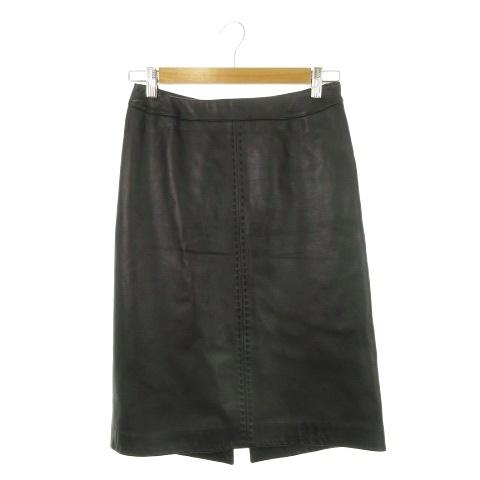 ワークフォーホリデイユナイテッドアローズ WORK FOR HOLIDAY UNITED ARROWS レザータイトスカート ひざ丈 ステッチ ...