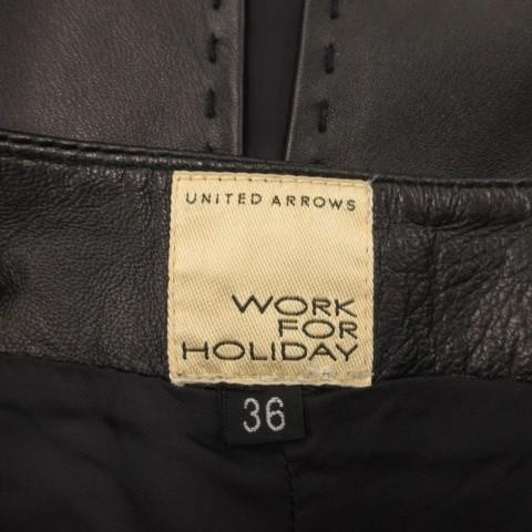 ワークフォーホリデイユナイテッドアローズ WORK FOR HOLIDAY UNITED ARROWS レザータイトスカート ひざ丈 ステッチ ...