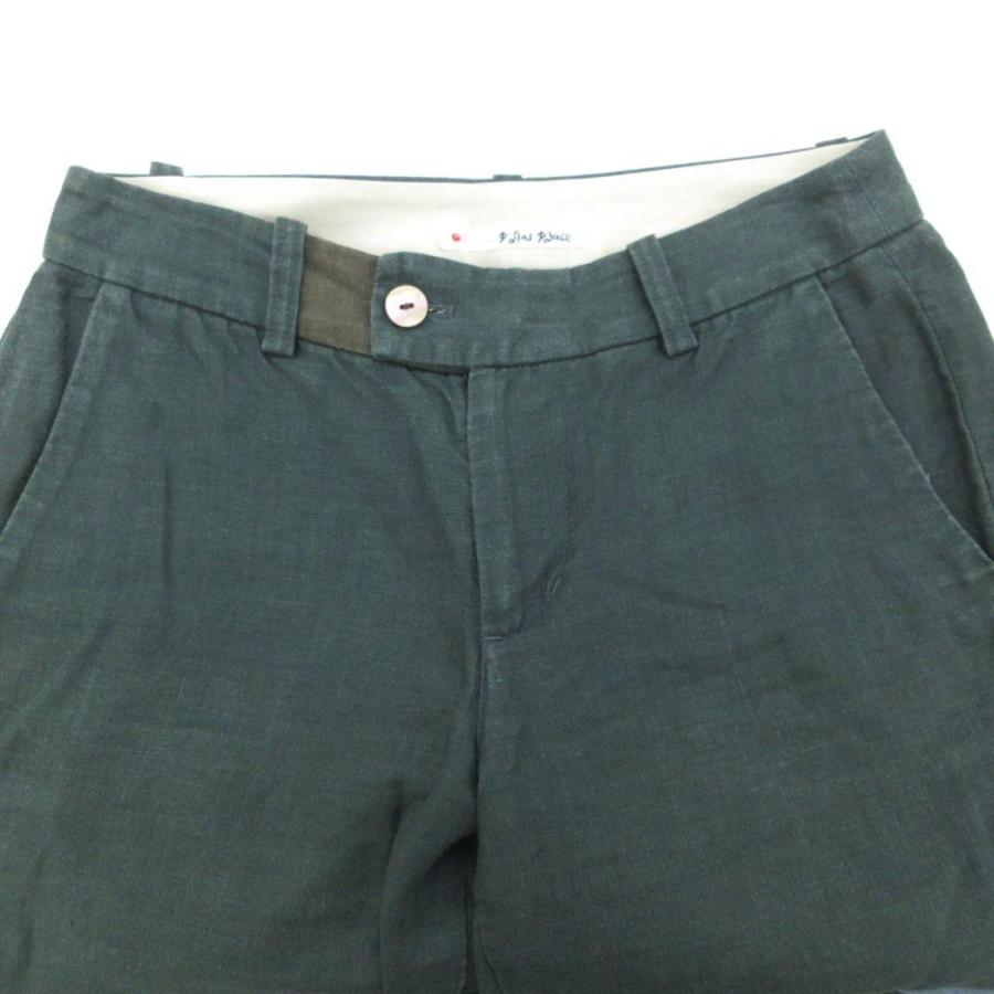 パラスパレス Pallas Palace クロップドパンツ 七分丈 麻 リネン 2 M グリーン PEPT-7253B /SY7 GY58 ...