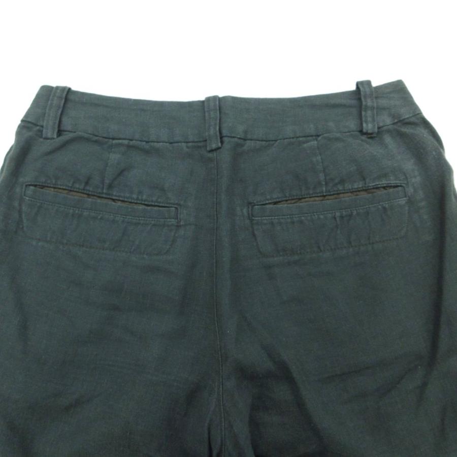 パラスパレス Pallas Palace クロップドパンツ 七分丈 麻 リネン 2 M グリーン PEPT-7253B /SY7 GY58 ...