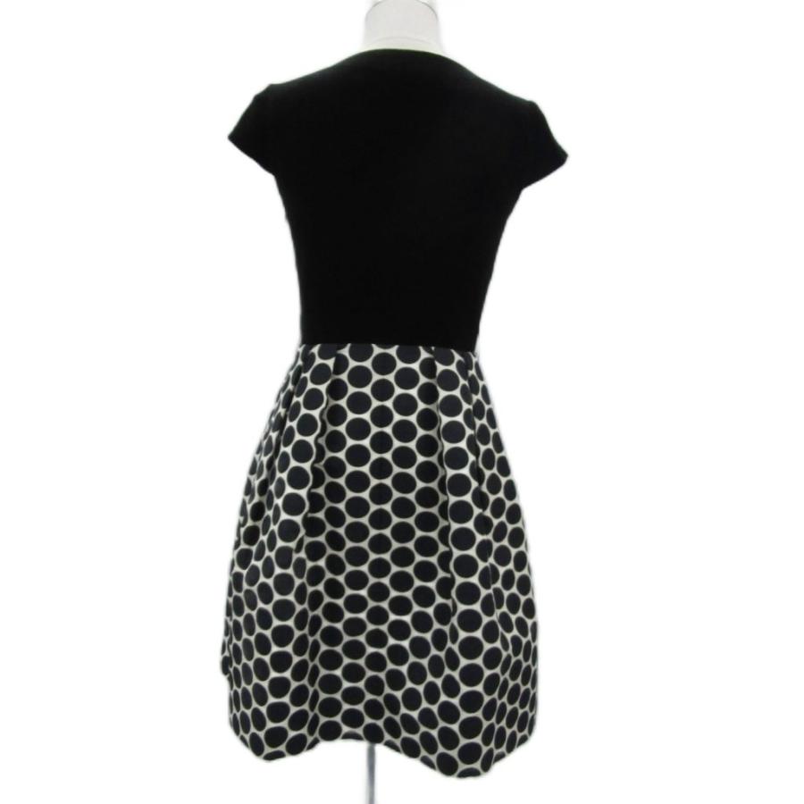 ミスジェイ MISS J ワンピース 38 M 黒 ブラック 半袖 ラウンドネック ベロア 無地 ドット柄 切替 ひざ丈 /YS17 GY58 ...