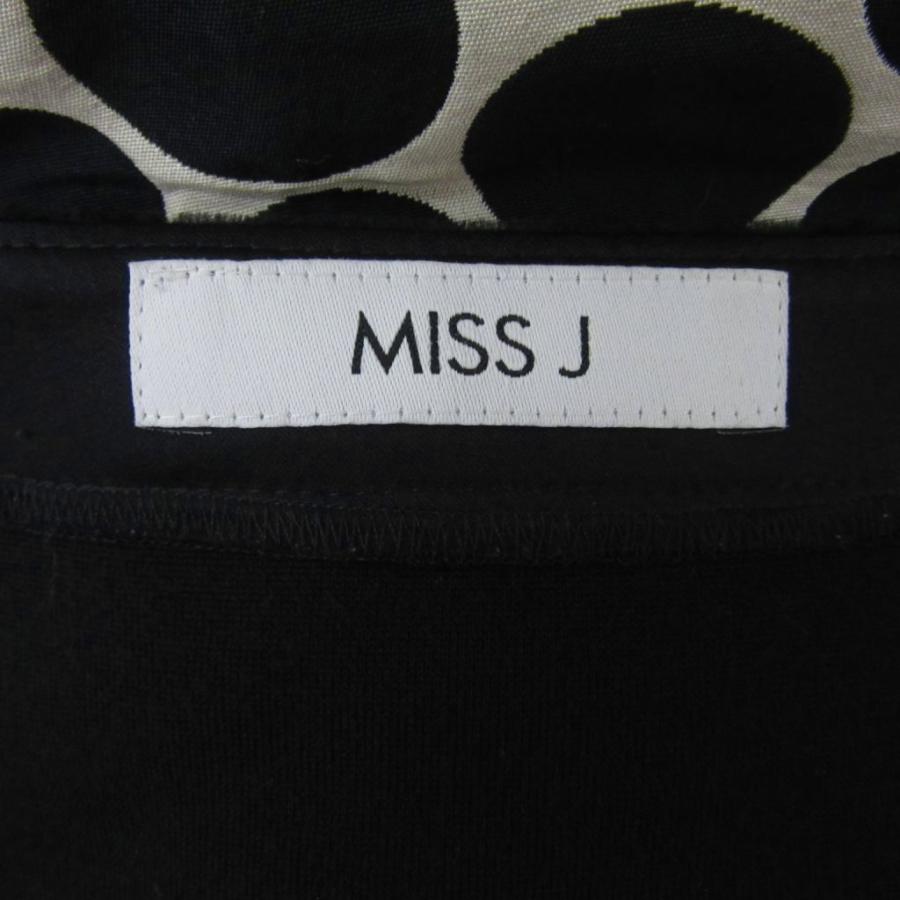 ミスジェイ MISS J ワンピース 38 M 黒 ブラック 半袖 ラウンドネック ベロア 無地 ドット柄 切替 ひざ丈 /YS17 GY58 ...