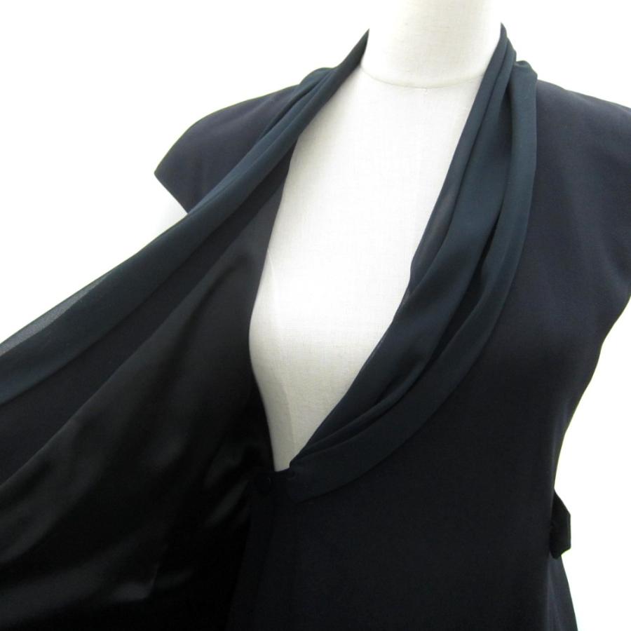 ミス アシダ miss ashida ワンピース ミモレ丈 7 紺 カシュクール ノースリーブ ラップデザイン /SY19 GY61 ...